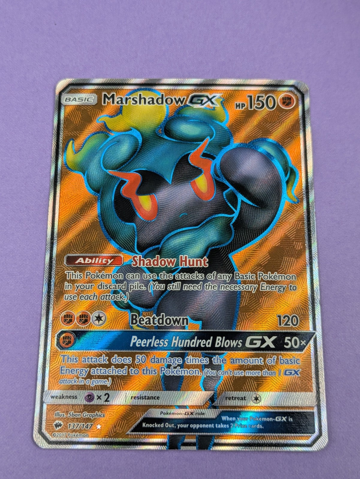 Marshadow GX - 137/147 - Ultra Rare Holo Burning Shadows Pokemon Card ...